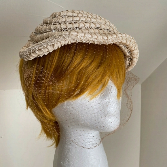 Vintage | Accessories | Lit Brothers Vintage Hat In Cream Faux Diamond ...